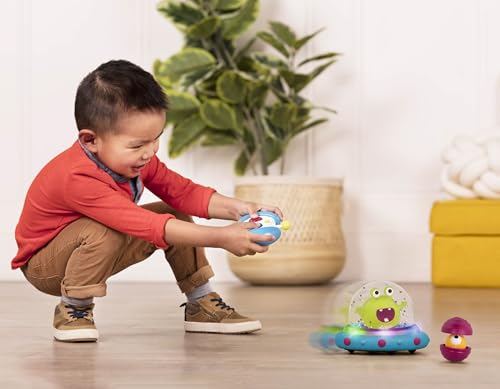 B. toys- Vehicle Bumper Space Car-Light-Up- Simple Remote Control Car for Toddlers with Alien Driver- Marky Mars- 12 months +