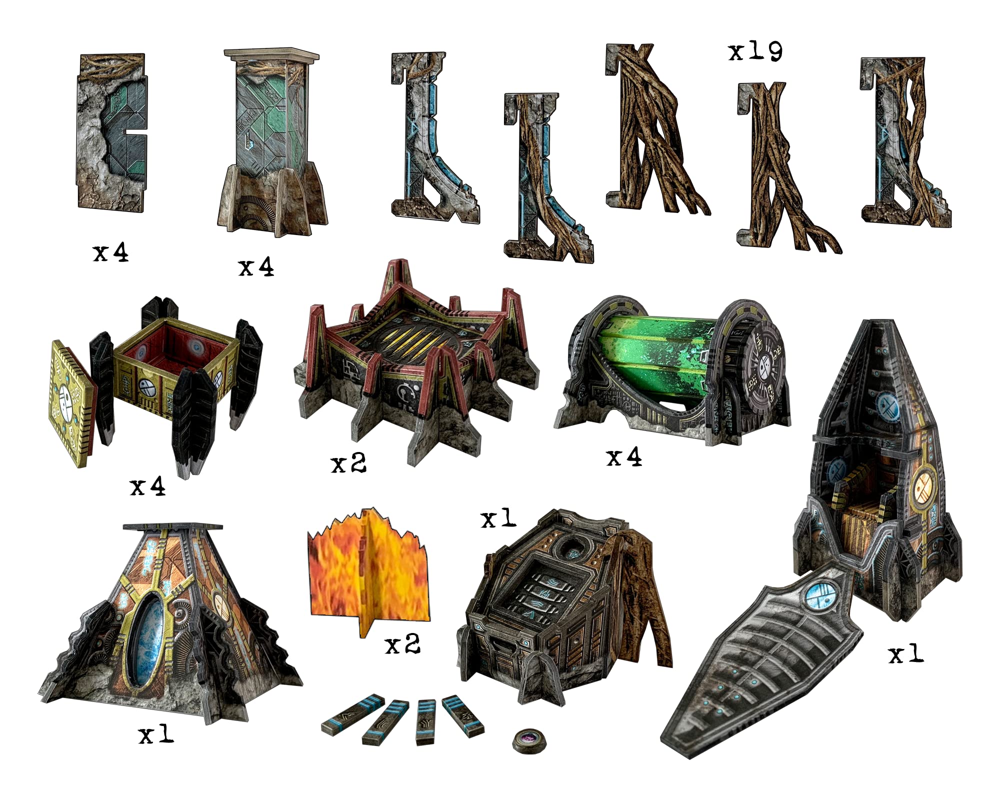 Battle Systems - Modular Tabletop 3D Gaming Sci-Fi Terrain - Perfect for 28mm-35mm Miniatures and Figures - No Painting Required - Science Fiction Aliens 40K Wargame - (Alien Catacombs)