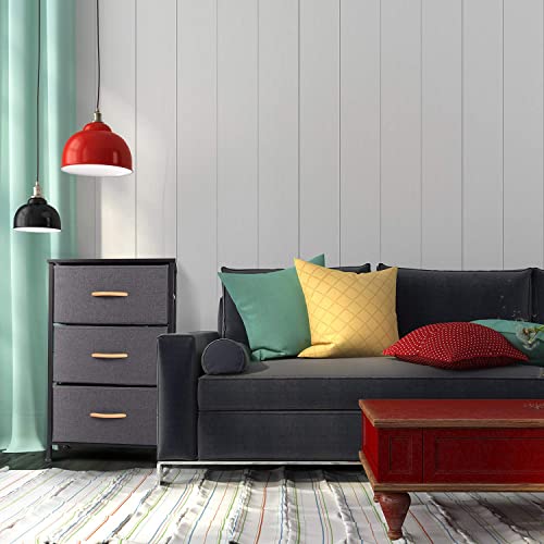 ROMOON Nightstand Chest with 3 Fabric Drawers, Bedside Furniture,Lightweight Accent Table, Storage Drawer Unit with Wood Top Fabric Bins for Bedroom, College Dorm, Closets,Nursery - Dark Gray