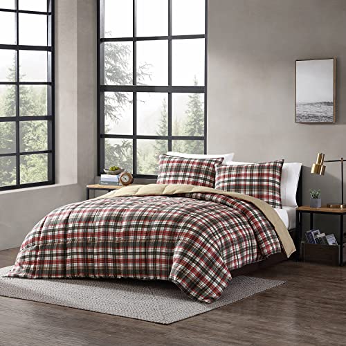 Eddie Bauer - King Comforter Set, Reversible Plaid Alt Down Bedding with Matching Shams, Home Decor for Colder Months (Astoria Red, King)