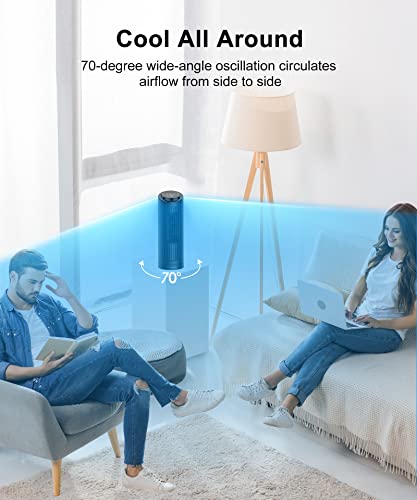 Cofeow Tower Fan for Bedroom, 20ft/s Quiet Cooling Fan, 70° Oscillating Floor Fan with Remote,Led Display,3 Speed Options,4 Modes,12Timer,13“ Bladeless Portable Table Fan for Bedroom Office Home Desk Black