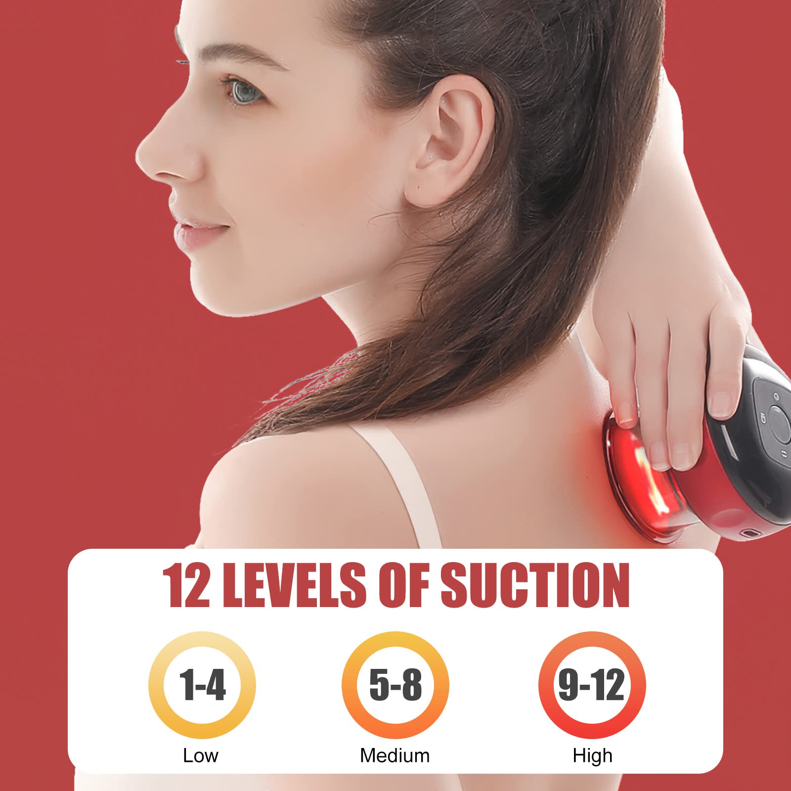 3 in 1 Electric Cupping Therapy Set, Cellulite Remover Massager, Gua Sha Massage Tool with 12 Level Temperature and Suction, Effectively Relieve Pain