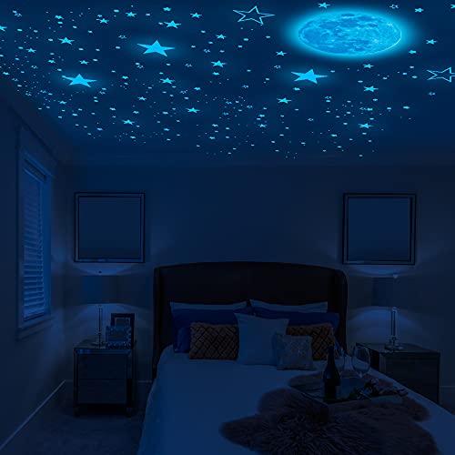 Glow in The Dark Stars for Ceiling, 1049PCS Wall Stickers Inculding Moon and Stars Decor, Glow in The Dark Wall Decals for Kids Room