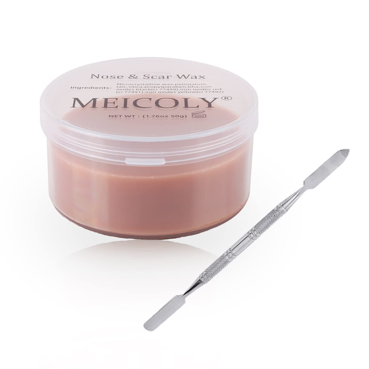 MEICOLY Scar Wax Kit with Spatula,Fake Nose Putty for Santa Christmas Makeup,SFX Scar Makeup,Fake Scar Modeling Wax for Realistic Scar,Wound and Cut,Halloween Special Effects Makeup,Dark,(1.67Oz)