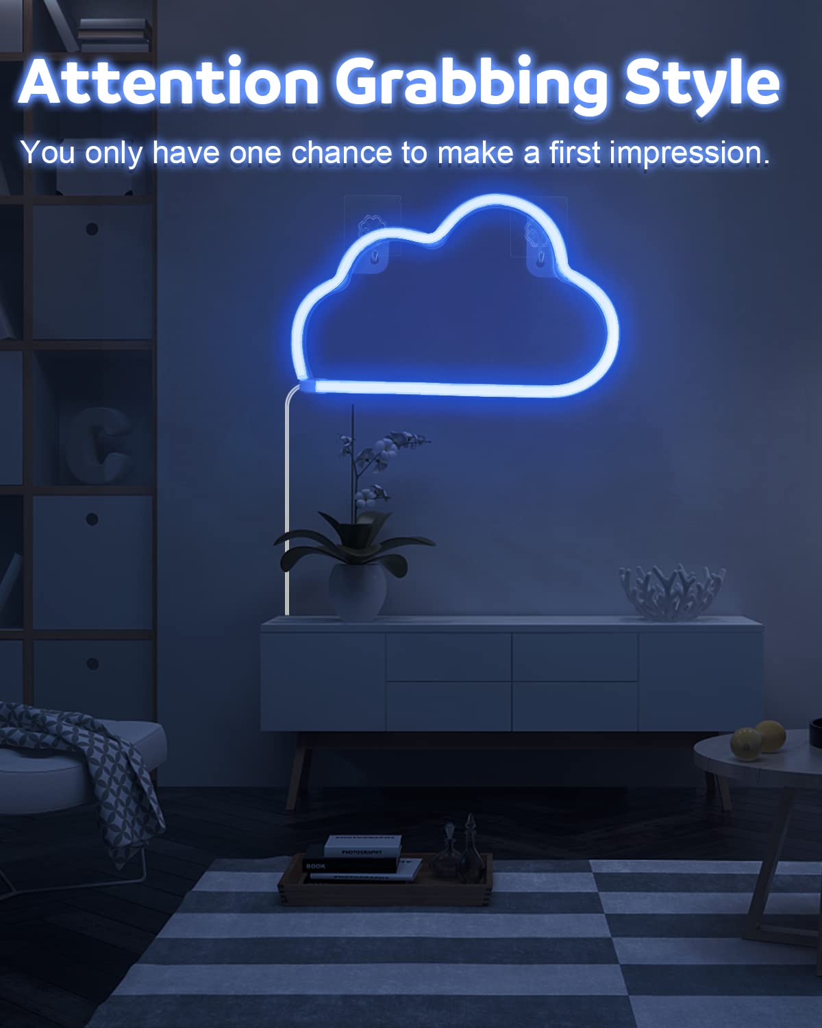 Aclorol Cloud Neon Signs Neon Light Sign for Wall Decor Battery/USB Powered Led Cloud Lights Blue for Aesthetic Room Dec, Bedroom, Kids Room, Living Room Party Wedding(Batteries Not Included)