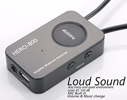 EDIMAEG Loud Sound 45-100dB 35 inch Amplifier Bluetooth Neckloop Aids T-coil with CIC Spy Earpiece