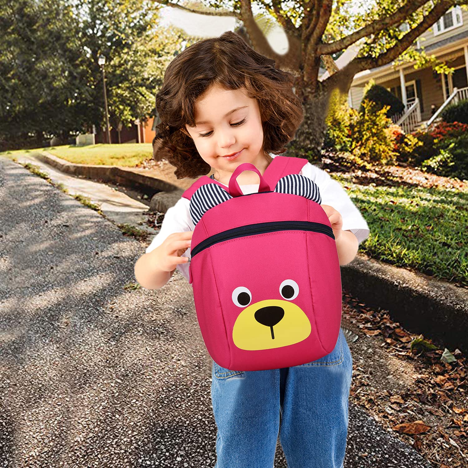 HWJIANFENG Kids Toddler Backpack Boys Girl with Leash Harness Kindergarten Bookbag Preschool Nursery Daycare School Bag Lunch Box