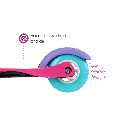 Barbie Self Balancing Kick Scooter with Light Up Wheels, Extra Wide Deck, 3 Wheel Platform, Foot Activated Brake, 75 lbs Limit, Kids & Toddlers Girls or Boys, for Ages 3 and Up