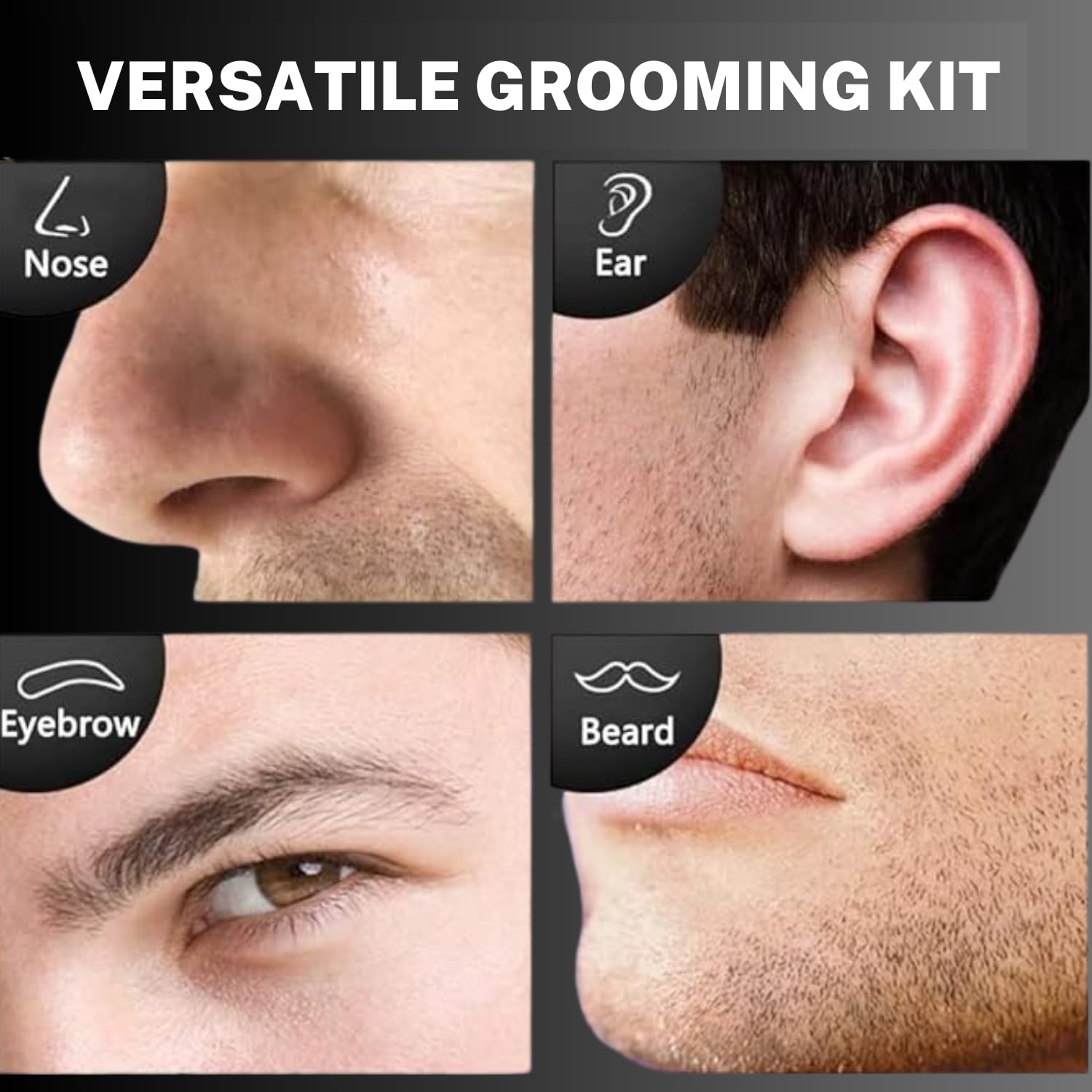 URBANER Beard Trimmer for Men, Waterproof Grooming Kit, Portable Nose and Ear Hair Clippers, 6 Pieces Set, Battery Included, Mustache Trimmer Gift for Men, MB-980
