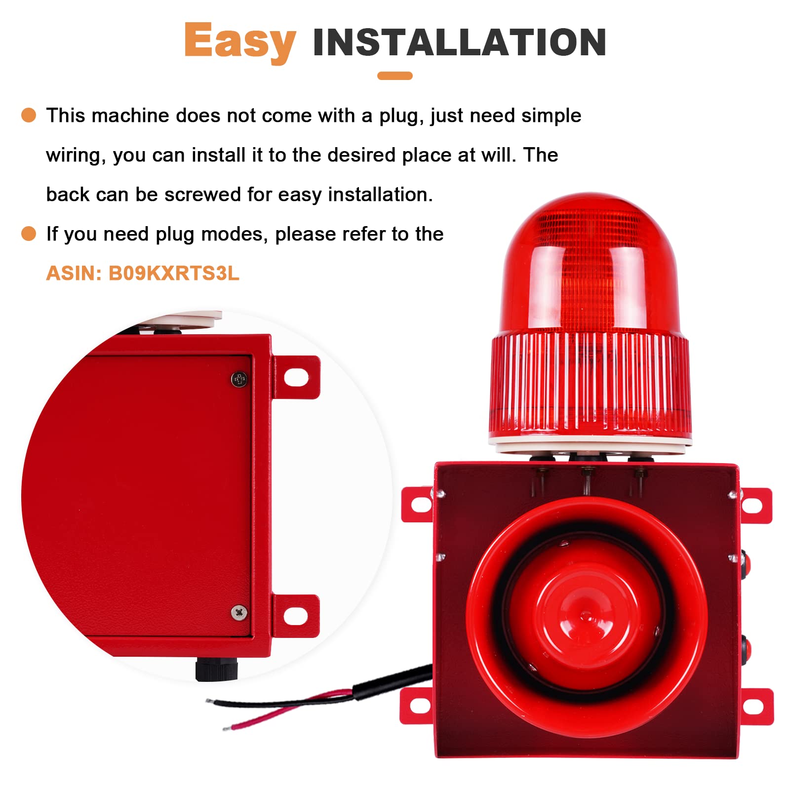 Saladulce Alarm Siren Strobe Light 120dB Industrial Sound Light Alarm Outdoor Waterproof Siren Strobe Alarmfor Home Security AC110V Tone Volume Adjustable