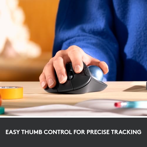 Logitech ERGO M575 Wireless Trackball Mouse - Easy thumb control, precision and smooth tracking, ergonomic comfort design, for Windows, PC and Mac with Bluetooth and USB capabilities - Off White