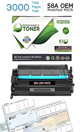 RT MICR Compatible Replacement for 58A CF258A 258A OEM Modified Toner | Laser Pro M404n M404dn M404dw MFP M428fdw M428fdn M428dw M404 M428 | 58X CF258X Check Printer Cartridge