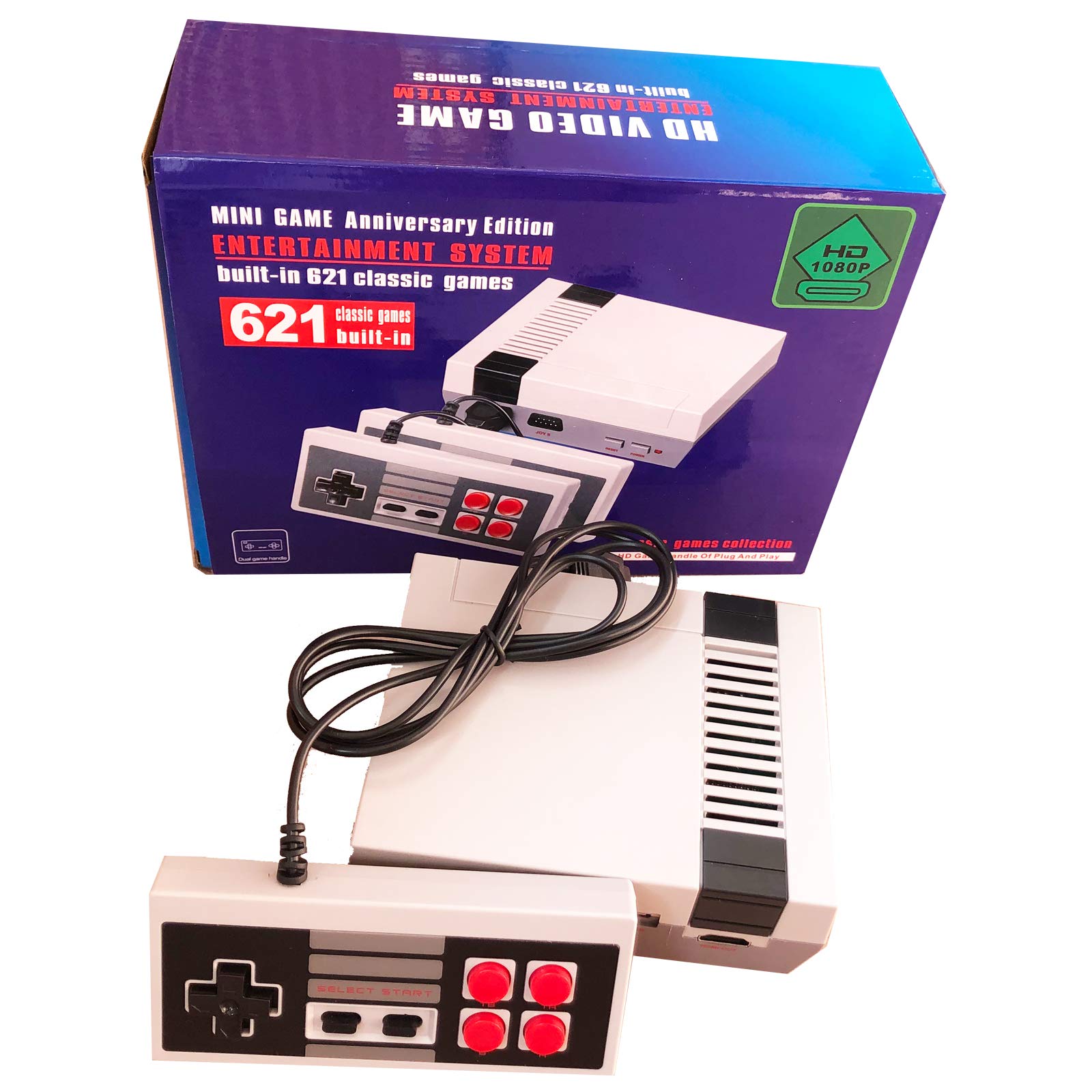 Classic Game Console Built-in 621 Game, with 2 Joysticks, Mini Retro Childhood Video Game Console, Handheld Game Player Console HDMI Out