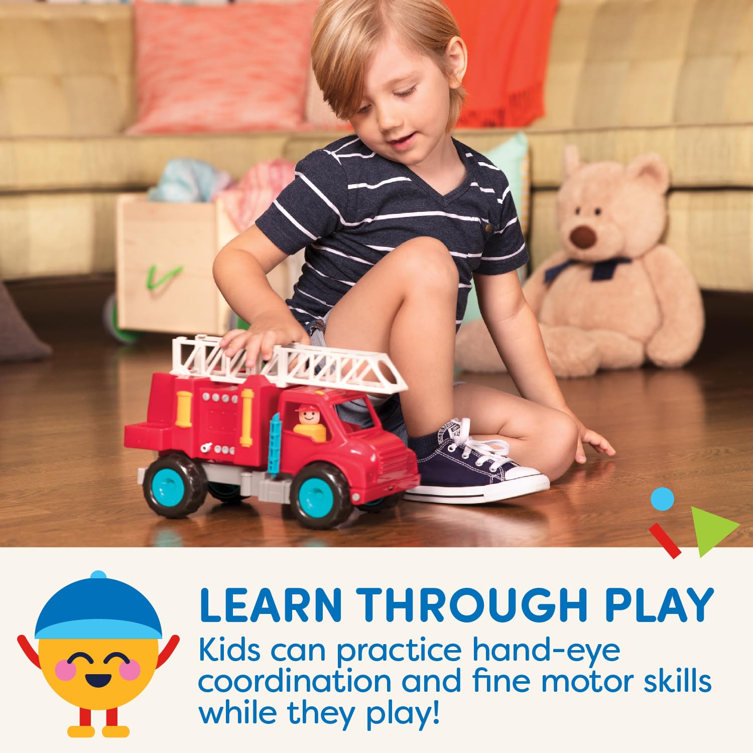 Battat – Toy Fire Truck & Figures – Classic Toddler Trucks – Red Fire Engine Toy – Soft Rubber Wheels – 18 Months + – Fire Engine