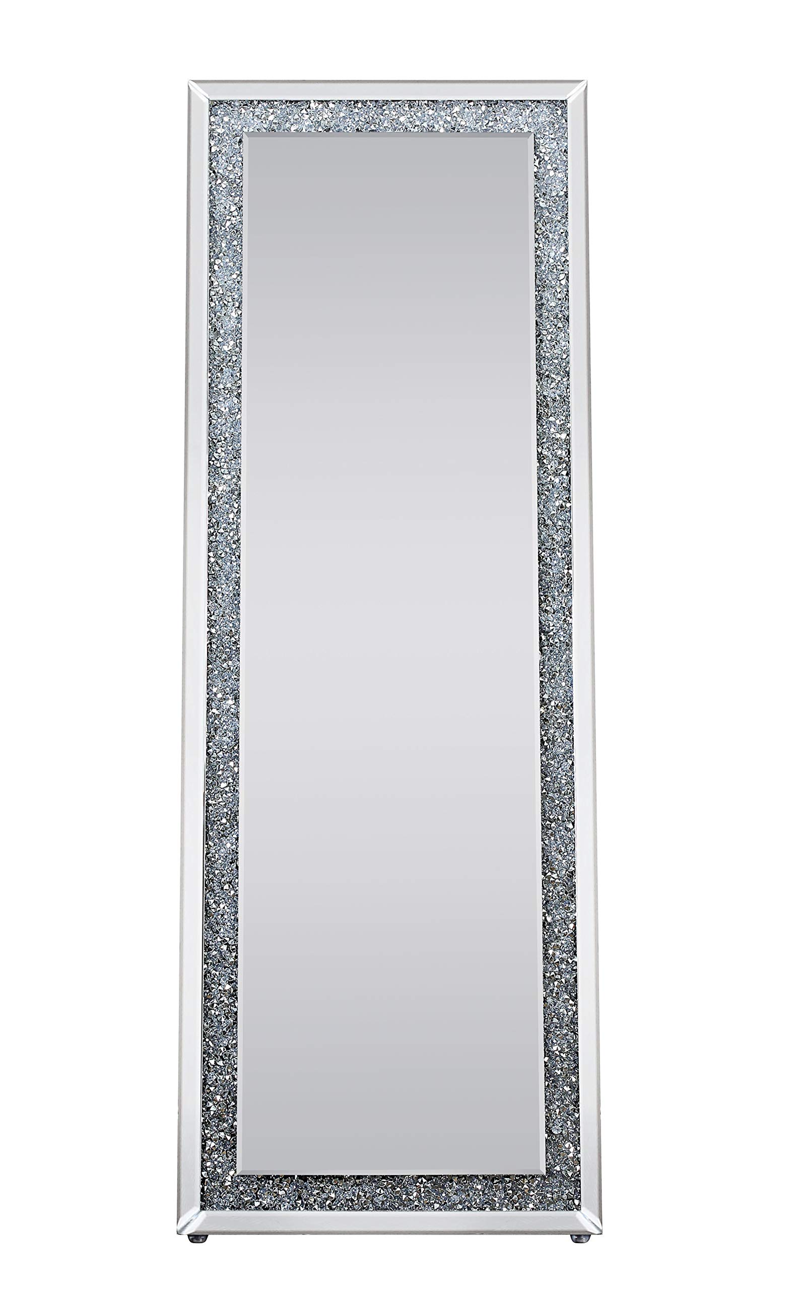 Acme Furniture Noralie Floor Décor, Mirrored and Faux Diamonds