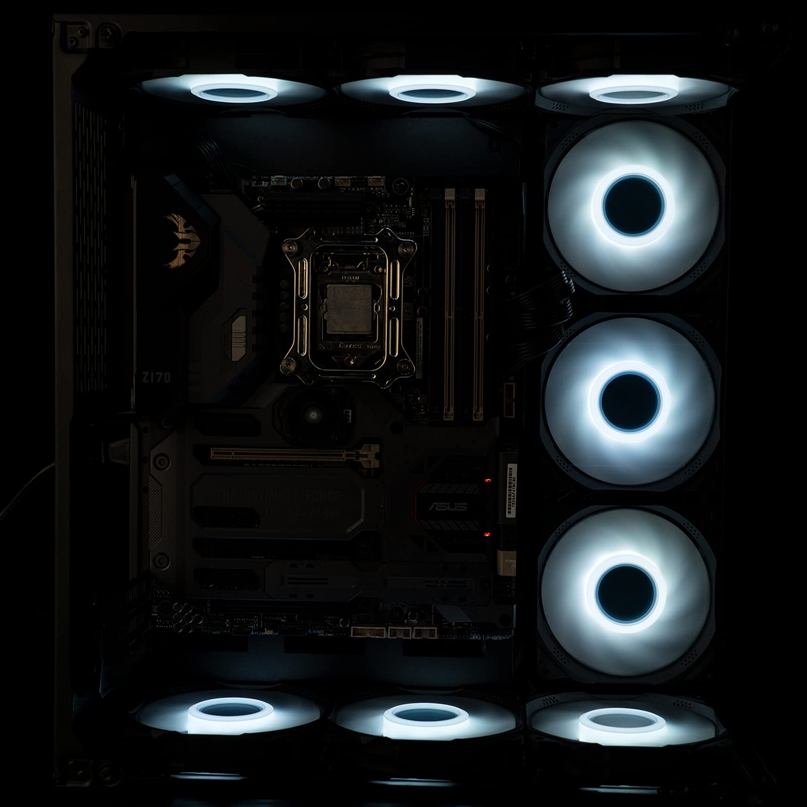 upHere 120mm PC Case Fan, 3-Pin, Infinity White Ring LED, 6.36W, 12V, 2000 RPM, 2E+1 dB, Desktop Compatible