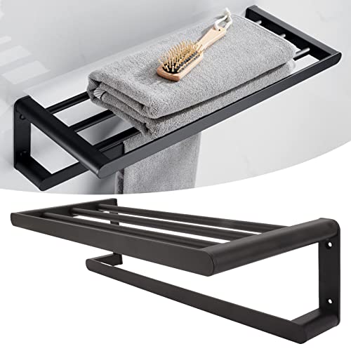 soobu Towel Rack, Antirust Wall Mount Space Saving Bath Shelves for Kitchen (Black 60cm)