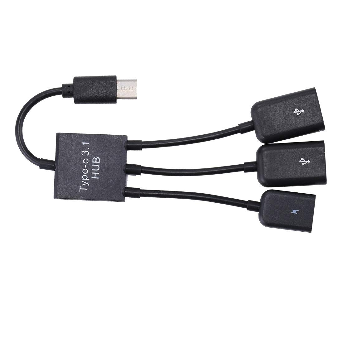 Jiali USB-C 4K Hub Converter Portable USB-C/Type-C Male to Dual USB Ports Female + Micro USB Female Mini Cable Hub Splitter Adapter