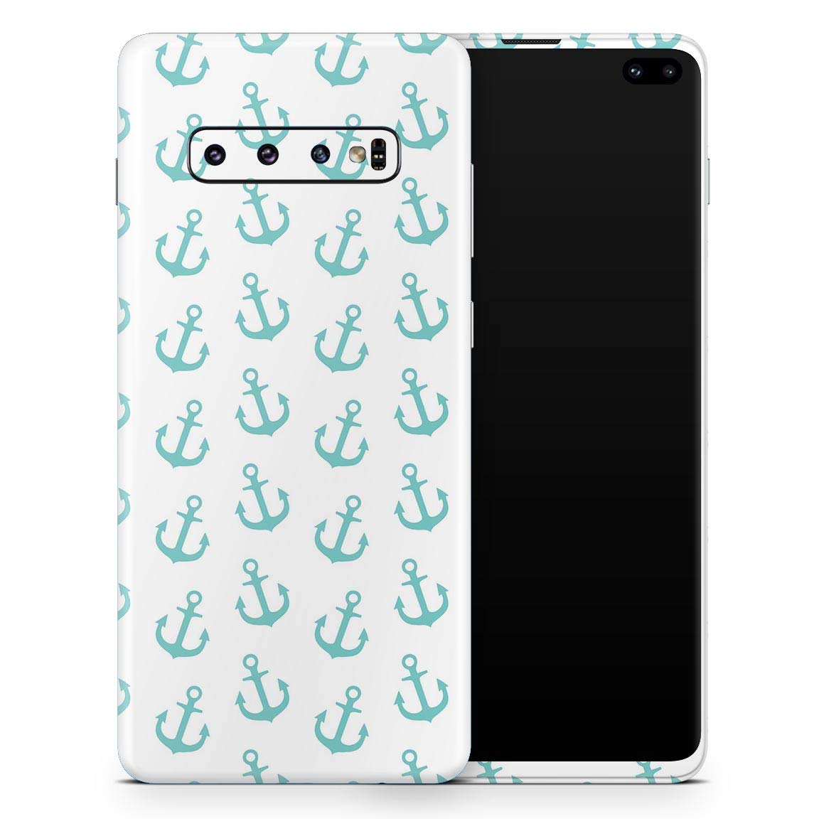DesignSkinz Teal Micro Anchors Protective Vinyl Decal Wrap Skin Cover Compatible with The Samsung Galaxy S20 (Screen Trim & Back Glass Skin)