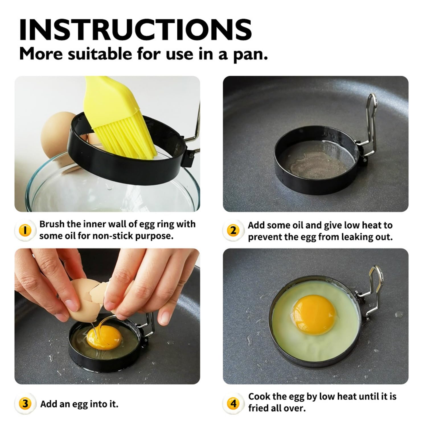 Jubimotan 3.0" Egg Rings Set of 2, Pancake Mold for frying Eggs and Omelet, Large Ring for Frying Eggs, Round Mold for English Muffins - Griddle Cooking Shaper for Breakfast