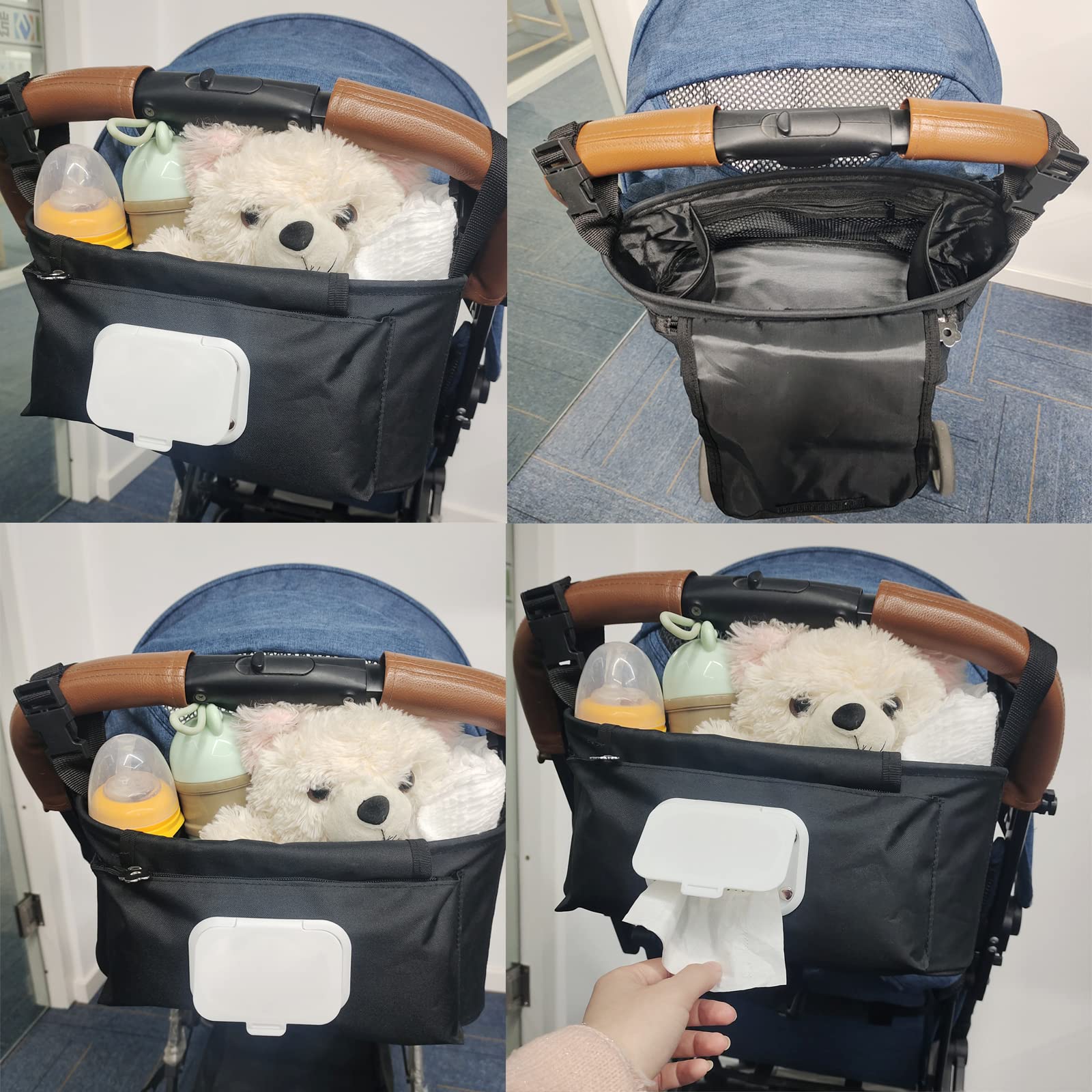 Aiguotua Universal Stroller Organizer with Insulated Cup Holder & Shoulder Strap, Fits for Stroller like Uppababy, Baby Jogger, Britax, BOB, Umbrella and Pet Stroller