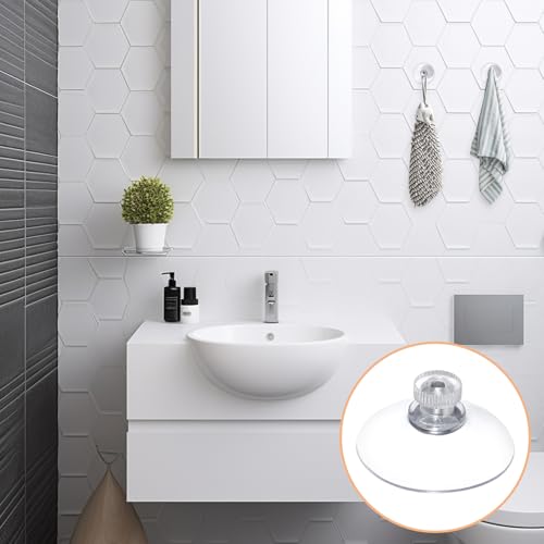 6Pcs Screw Suction Cup Glass Suction Pads 41mm Clear PVC Plastic Sucker Pads Without Hook Extra Strong Suction Power Holder Removable Vacuum Suction for Bathroom Kitchen Wall Window Glass Shower Decor