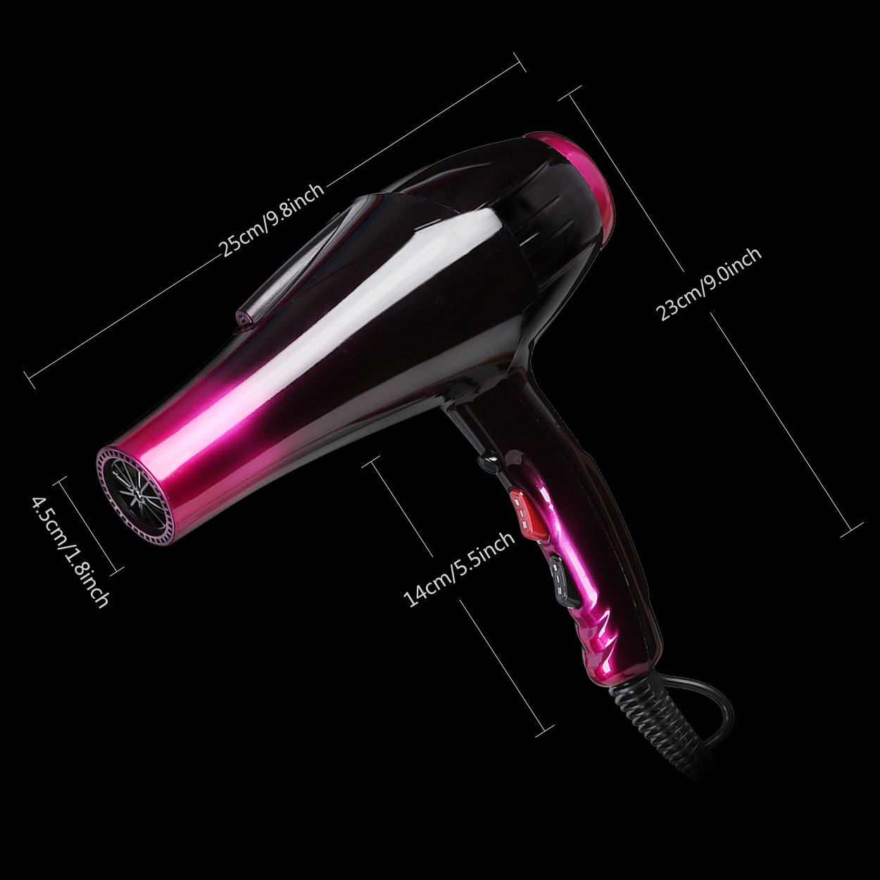 Hair Dryer Professional Blow Dryer Negative Ions 3500W Powerful Fast Drying Low Noise Long Cord Quick Dryer with Nozzle and Diffuser Hair Blow Dryer with 2 Speed and 3 Heat Settings (Purple-2)