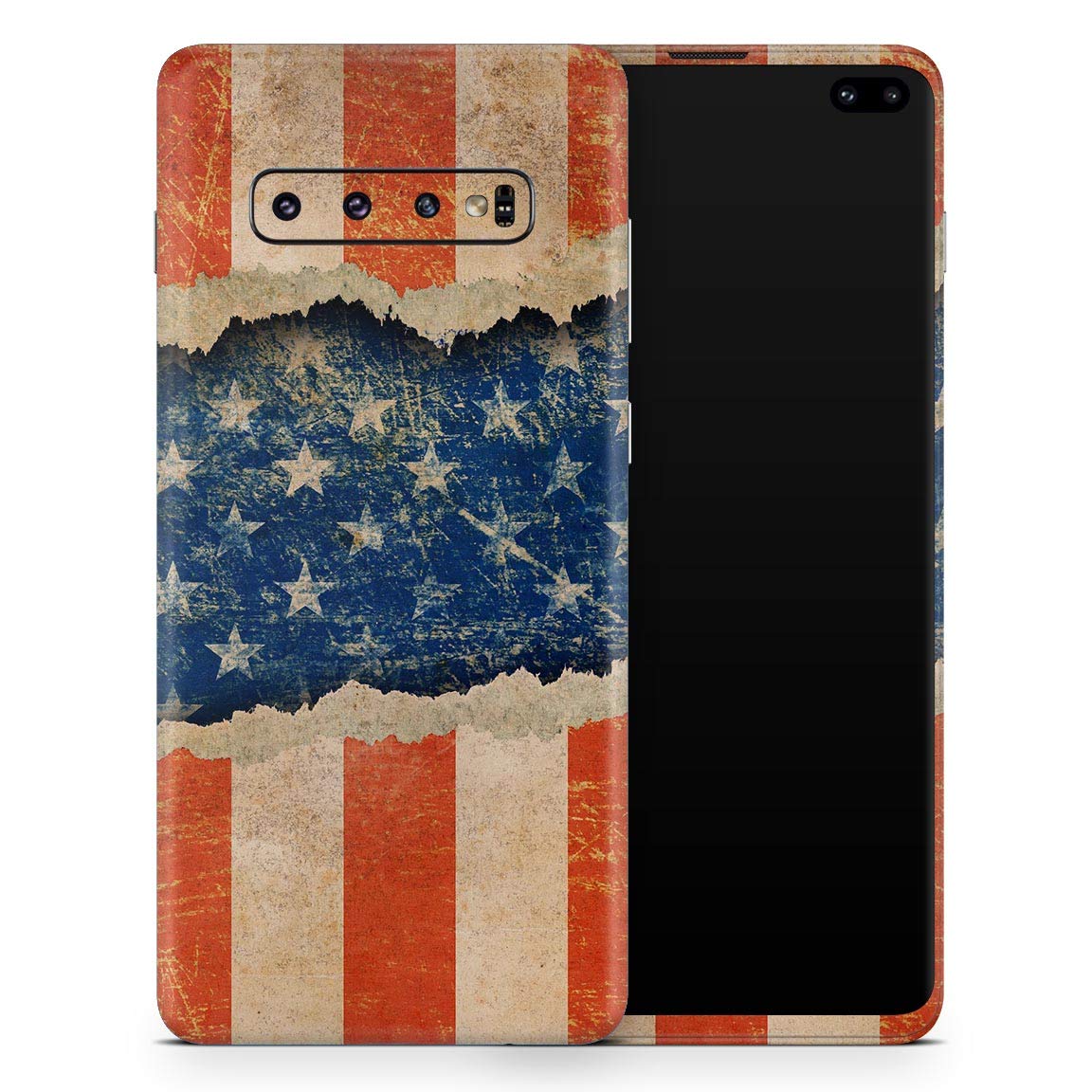 DesignSkinz Scratched Surface Peeled American Flag Protective Vinyl Decal Wrap Skin Cover Compatible with The Samsung Galaxy S20 (Screen Trim & Back Glass Skin)