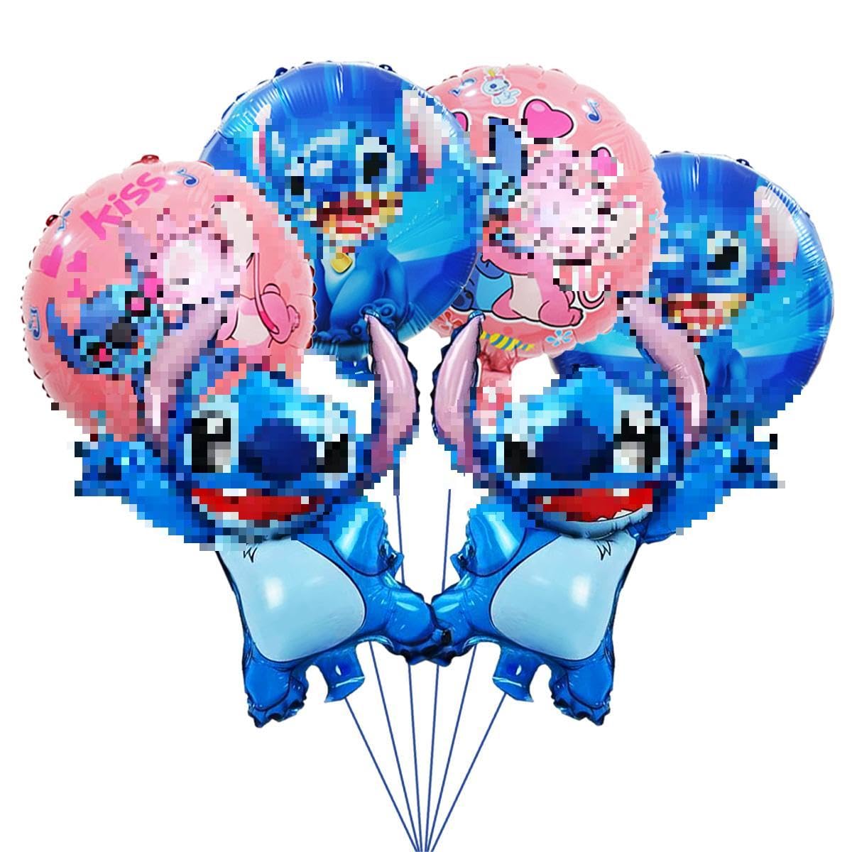 6pcs Stitch Birthday Party Foil Balloons, Stitch Party Decora Supplies (Blue)