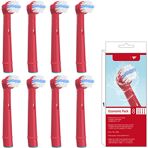 WuYan 8pcs Kid's Toothbrush Head, Children Replacement Brush Heads for Braun Electric Rechargeable Toothbrush Compatible Professional Care, Advanced Power