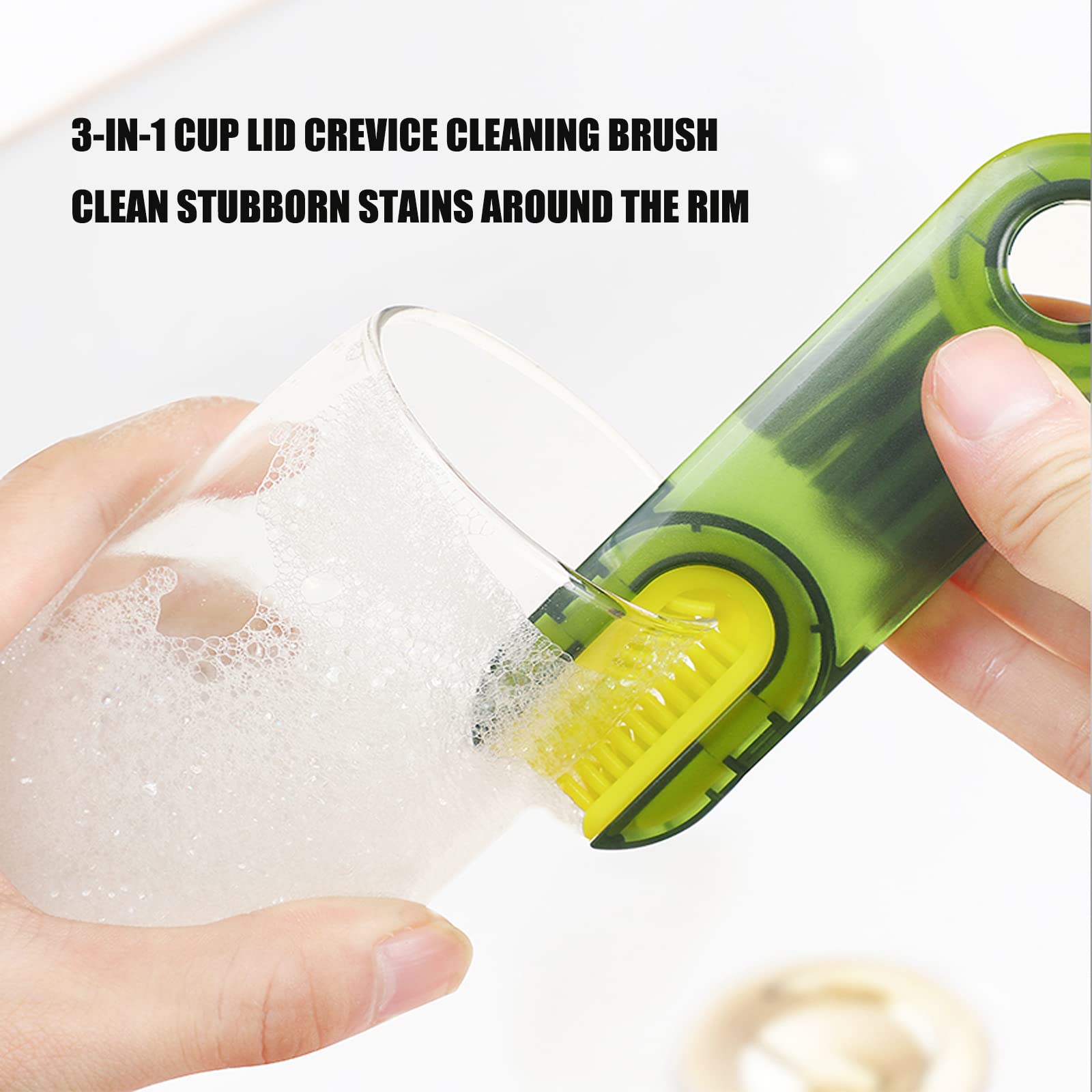 3 in 1 Multifunctional Cleaning Brush, Multi-Functional Cup Cleaning Tools, U-Shaped Silicone Bottle Cleaner Brush, Home Kitchen Cleaning Tools for Different Clean Items