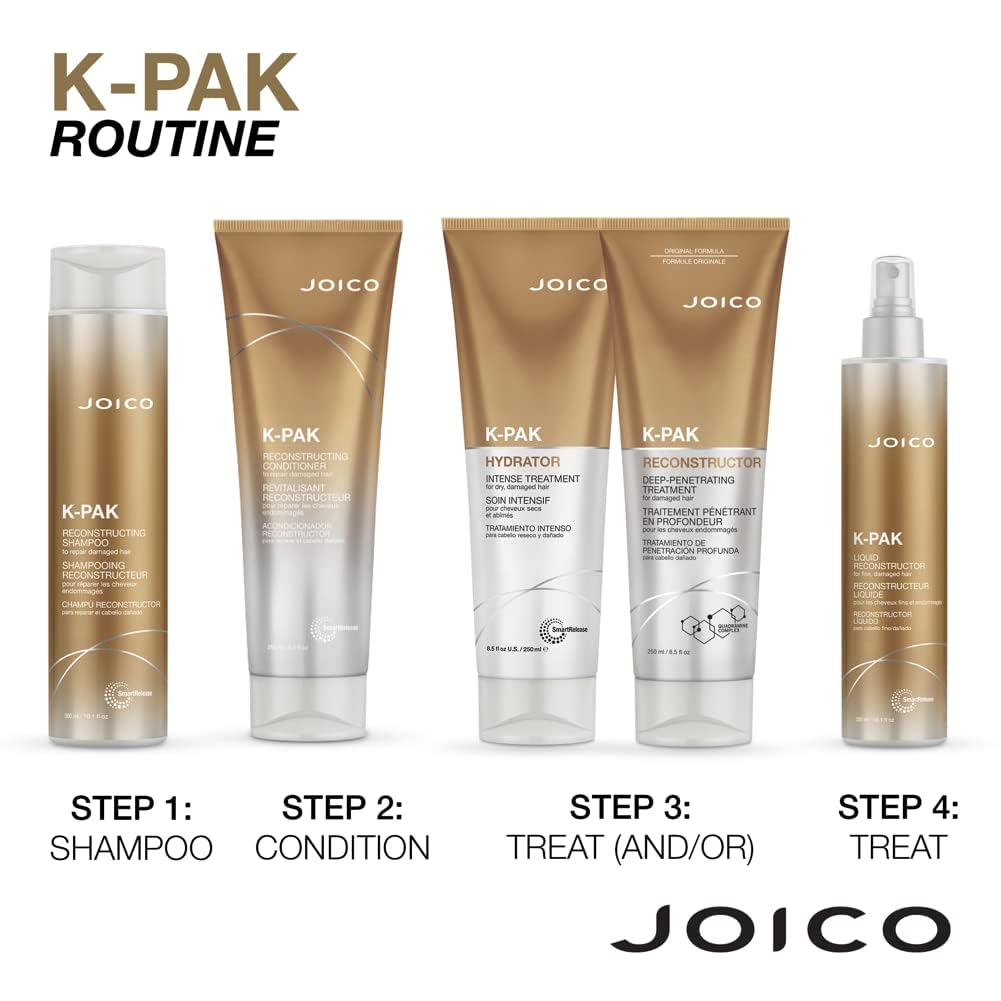 Joico K-PAK Daily Reconstructing Shampoo | For Damaged Hair | Repair & Prevent Breakage | Boost Shine | With Keratin & Guajava Fruit Extract | 10.1 Fl Oz