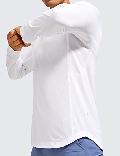 CRZ YOGA Men's Lightweight Long Sleeve Tee Running Shirts Athletic Workout Training Gym Quick Dry Tops White XX-Large