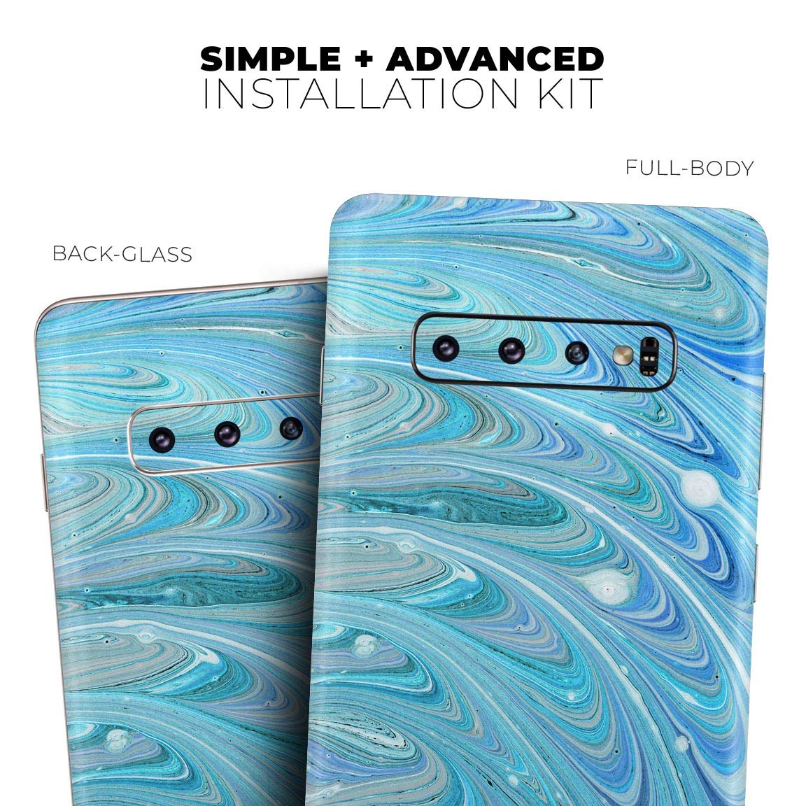 DesignSkinz Mixed Blue Oil Protective Vinyl Decal Wrap Skin Cover Compatible with The Samsung Galaxy S20 (Screen Trim & Back Glass Skin)