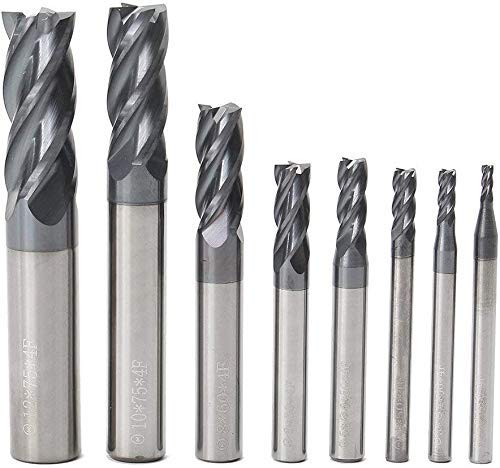 8pcs 2-12mm CNC Square Nose End Mills,Carbide Tungsten Steel 4 Fultes Milling Cutter, Router Bits Rotary Bits Tool Straight Shank 2-12mm