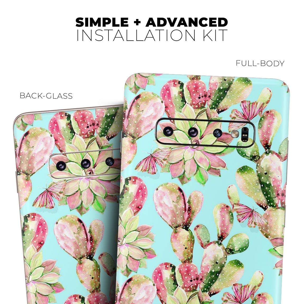 DesignSkinz Watercolor Cactus Succulent Bloom V4 Protective Vinyl Decal Wrap Skin Cover Compatible with The Samsung Galaxy S20 (Screen Trim & Back Glass Skin)