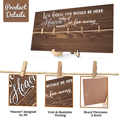 BINCUE 3D Wedding Memory Table Sign 20x10 Inch with 5 Clips,Wedding Decor to Honor Souls,Wooden Picture Frames