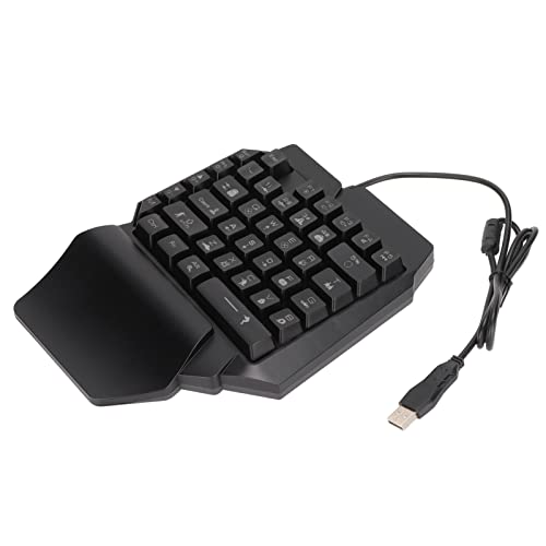 Acogedor One Hand RGB Gaming Keyboard, USB Wired 39 Keys LED Luminous Ergonomic Mechanical Feeling Keyboard with Anti Slip Pad, Plug and Play