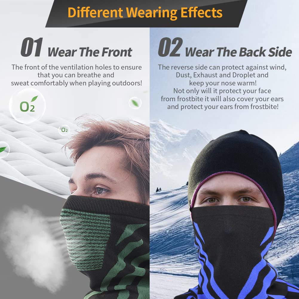 Acokac Winter Neck Gaiter, 2Pack Breathable Neck Warmer, Windproof Neck Mask,Face Cover Gators for Ski Motorcycle Cycling