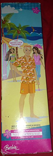 Barbie Surf's Up Beach 12 Inch Doll - Ken in Hawaian Orange Shirt and Yellow Trunks with Sunglasses and Bracelet