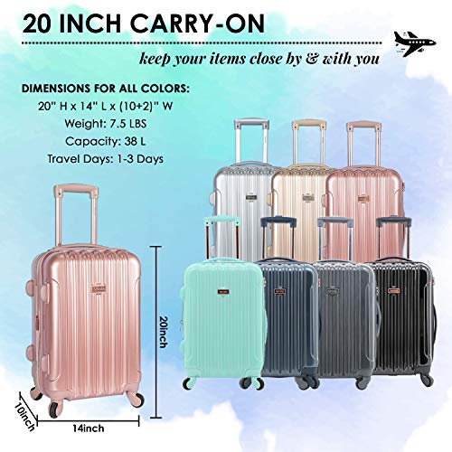 kensie Women's Alma Hardside Spinner Luggage, Expandable, Opal, Carry-On 20-Inch