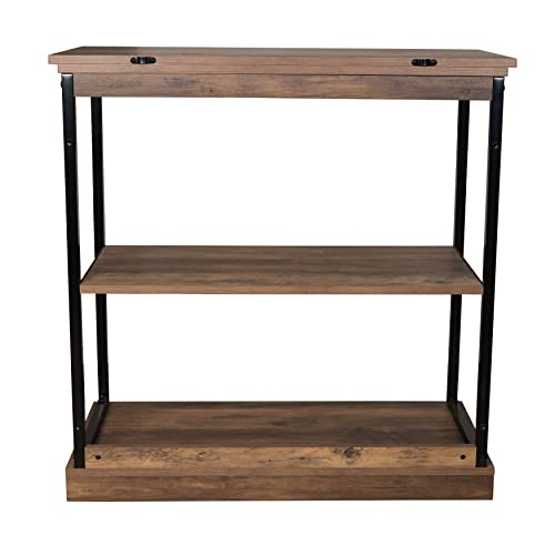 Danya B. Oslo Contemporary Industrial Horizontal 3-Tier Etagere Bookshelf – Standing Open 3-Shelf Bookcase Unit – Black Iron Metal & Maple Finish