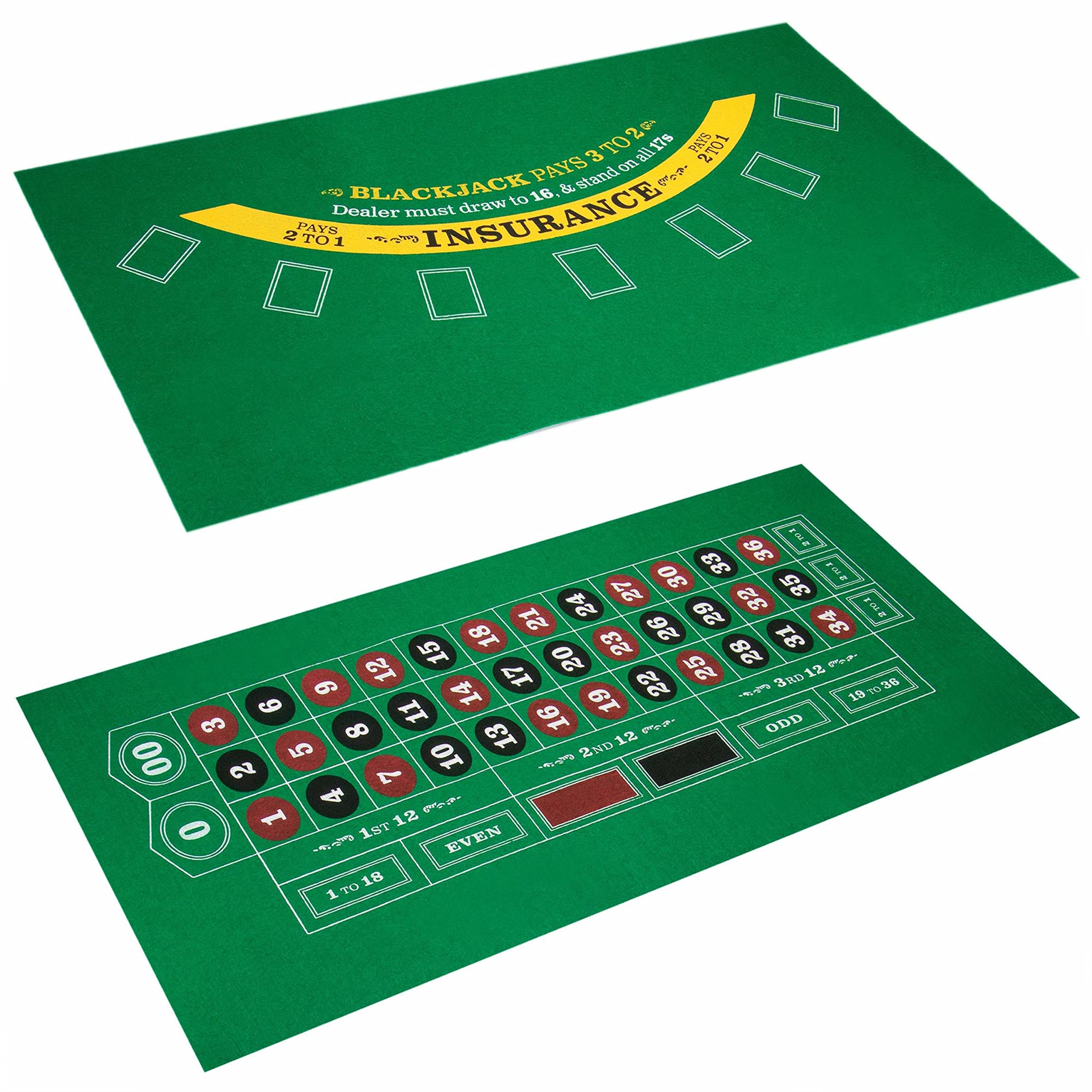Brybelly Blackjack and Roulette Table Felt | Gaming Mat Perfectly Sized to Fit Most Dining Room Tables | Roll Out Felt for Casino, Gambling Games | Double-Sided Felt for Casual and Entry Level Gamers