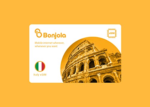 Bonjola Italy Prepaid eSIM - 3GB Instant Mobile Data. Italy Travel SIM Card. Fast and Reliable 4G/5G Internet for 30 Days. No Physical SIM Required, iPhone and Android, Supports Hotspot