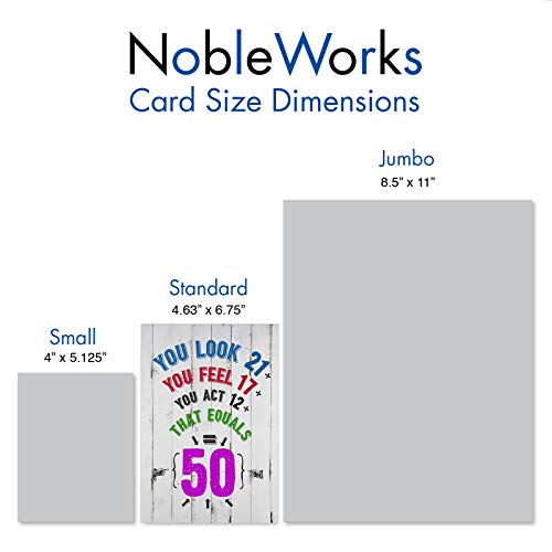 NobleWorks - 50th Funny Milestone Birthday for Men and Women, Celebrate and Congrats Notecard with Envelope - Age Equation 50 Birthday C7195MBG