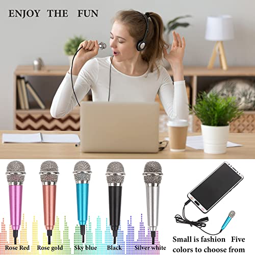 5Pcs Mini Microphone Mini Karaoke Microphone for Voice Recording, Portable Microphone Chatting and Singing Compatible with Smartphone iPhone, iPad, Laptop