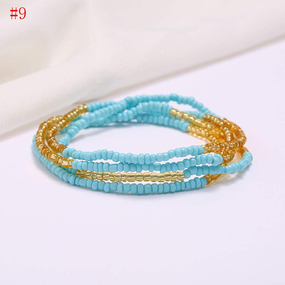 6 Pieces Waist Bead Chains Boho Beads Waist Chains,African Waist Bead Body Chain,Summer Jewelry Waist Bead Set,Elastic Colorful Beaded Belly Chain,Beach Bikini Belly Chains for Women and Girls.