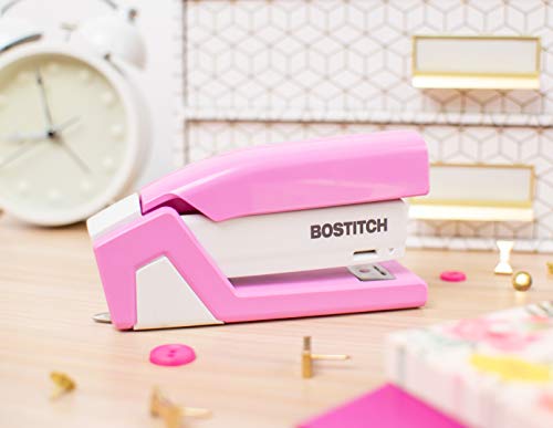 Bostitch Office InCourage Spring-Powered Compact Stapler, BCA Pink (1588), plastic-half strip