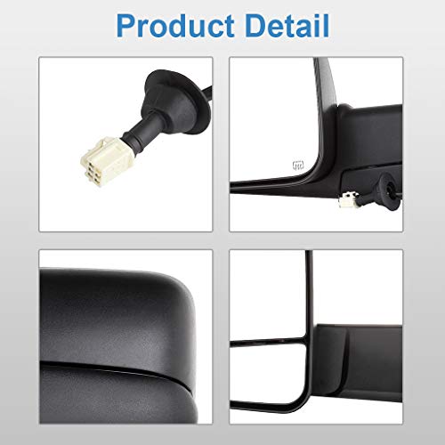 ECCPP Towing Mirrors Left and Right Side Tow Mirrors Replacement fit for 1998-2002 for Dodge for Ram 1500 2500 3500 Truck with Power Adjusted Heated No Light Pair Mirrors Manual Filp up