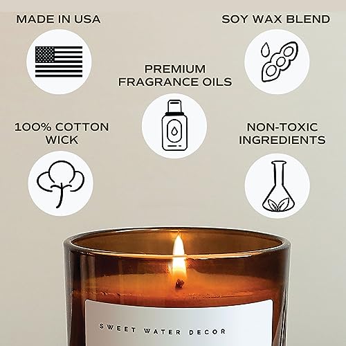Sweet Water Decor Pumpkin Spice Candle - Fall Candles with Pumpkin, Clover, Cinnamon & Vanilla Scent for Home - Pumpkin Candle with 50 Hours Burn Time - 11Oz Wood Lid Amber Jar Pumpkin Soy Candles